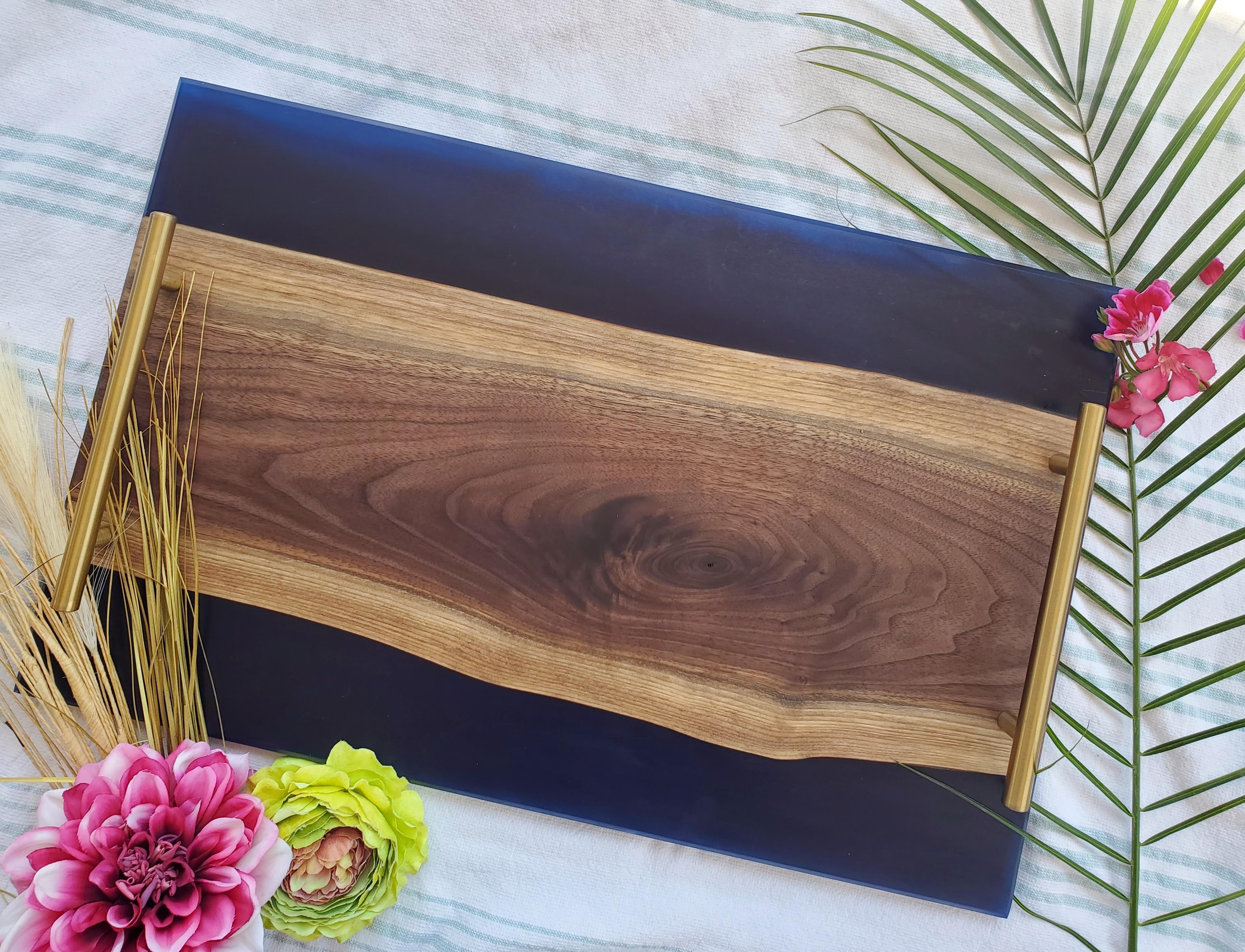 Black Walnut and Navy River Tray – Rustic Tides